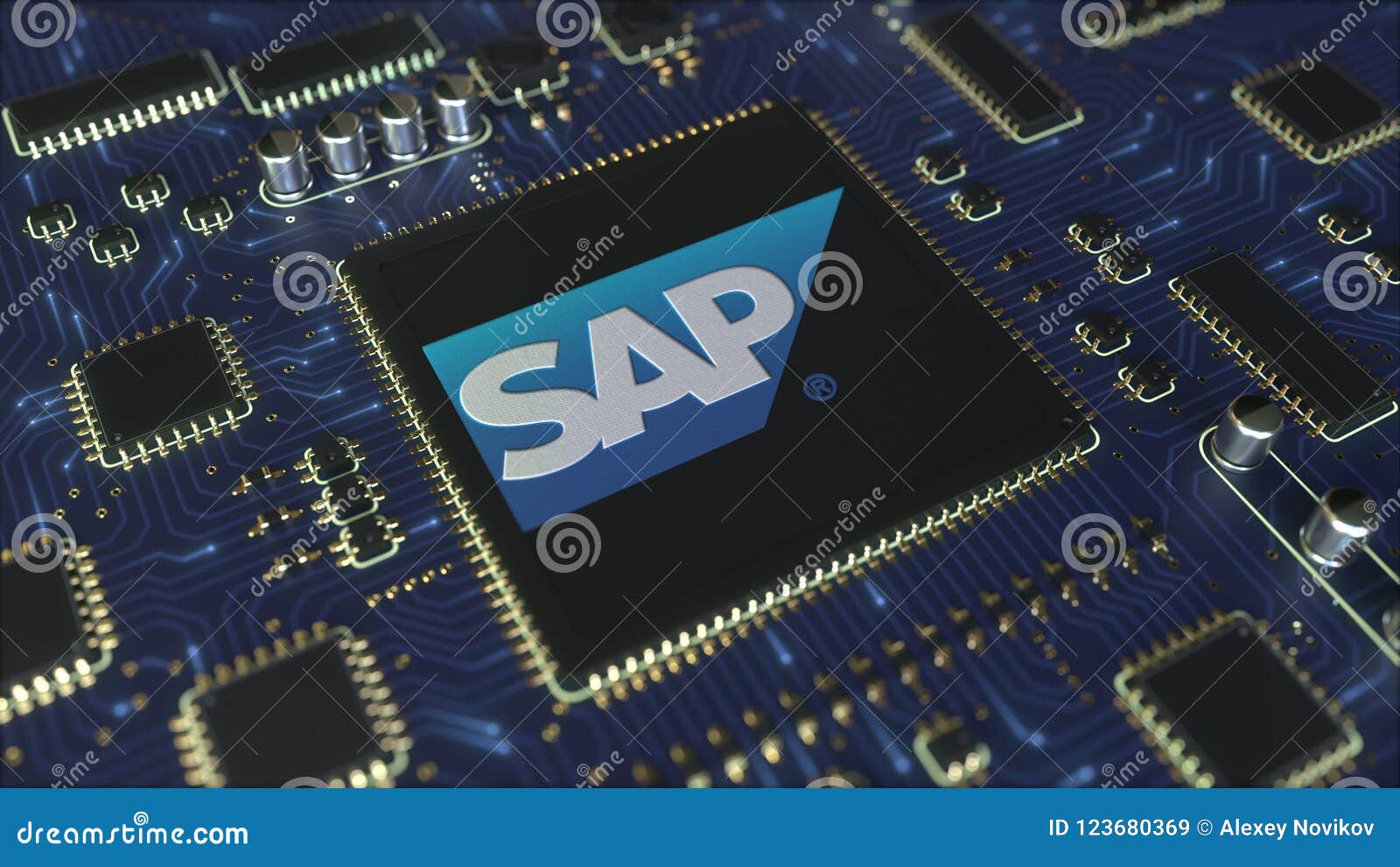 Computer Printed Circuit Board or PCB with SAP SE Logo. Conceptual ...