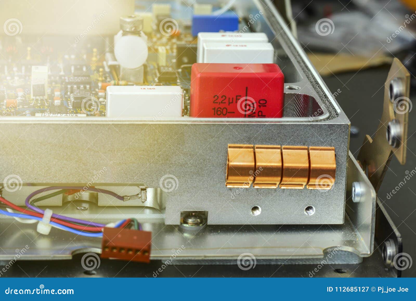 Printed Circuit Board PCB with, ICs, Capacitors, and Resistors Stock ...