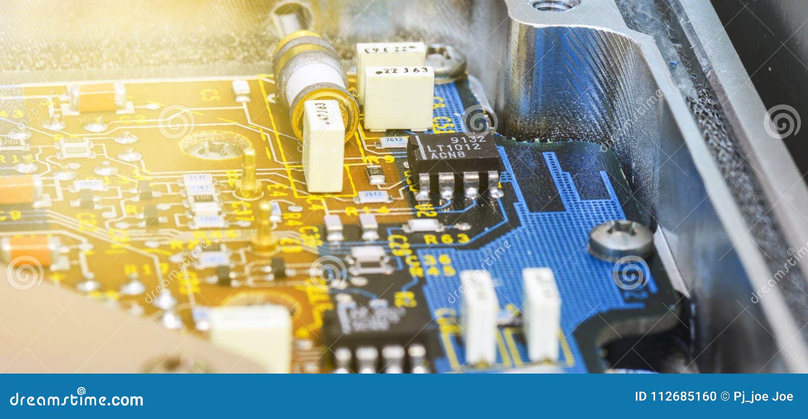 Printed Circuit Board PCB with, ICs, Capacitors, and Resistors Stock ...