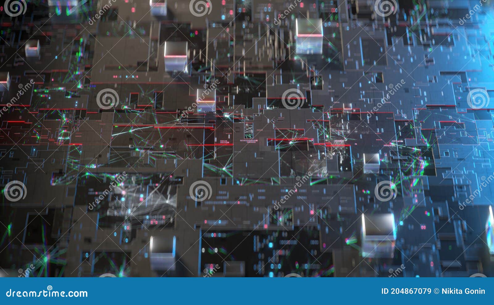 Printed Circuit Board with Plexus Network Effect Futuristic ...
