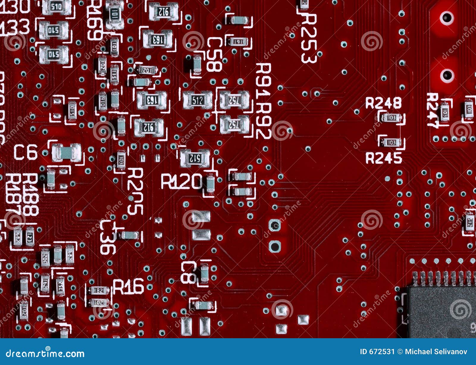 Printed Circuit Board - Red Stock Image - Image of card, paths: 672531