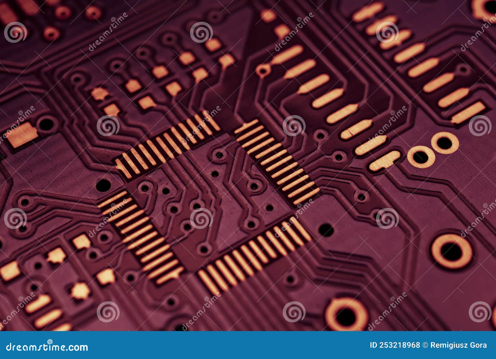 A Printed Circuit Board in Red Stock Photo - Image of hardware ...