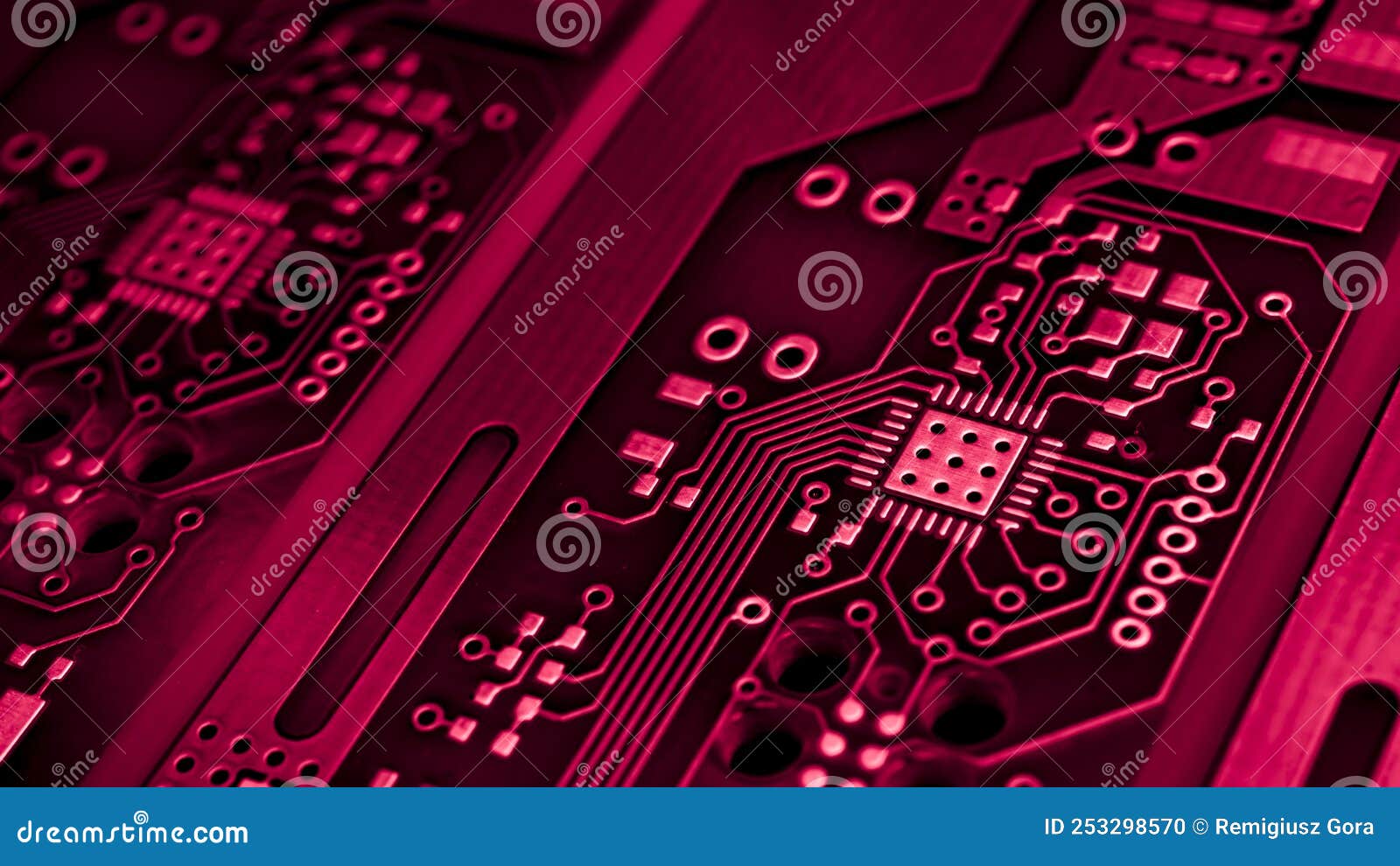 A Printed Circuit Board in Red Stock Photo - Image of motherboard ...