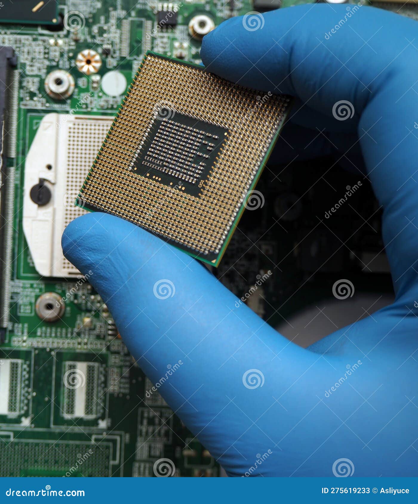 Printed Circuit Board with Removed CPU Stock Image - Image of card ...