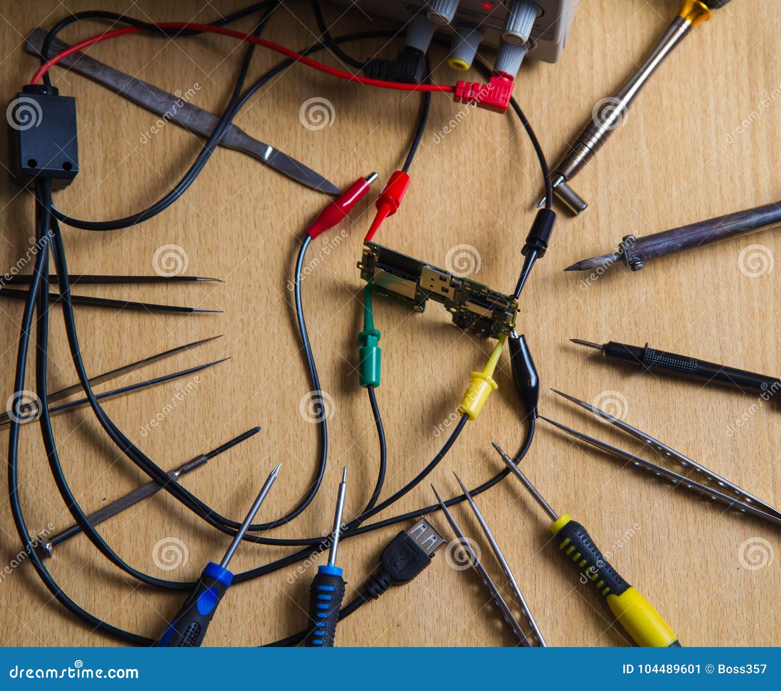 Printed Circuit Board Several Connected and Fixed Conductive Clips ...