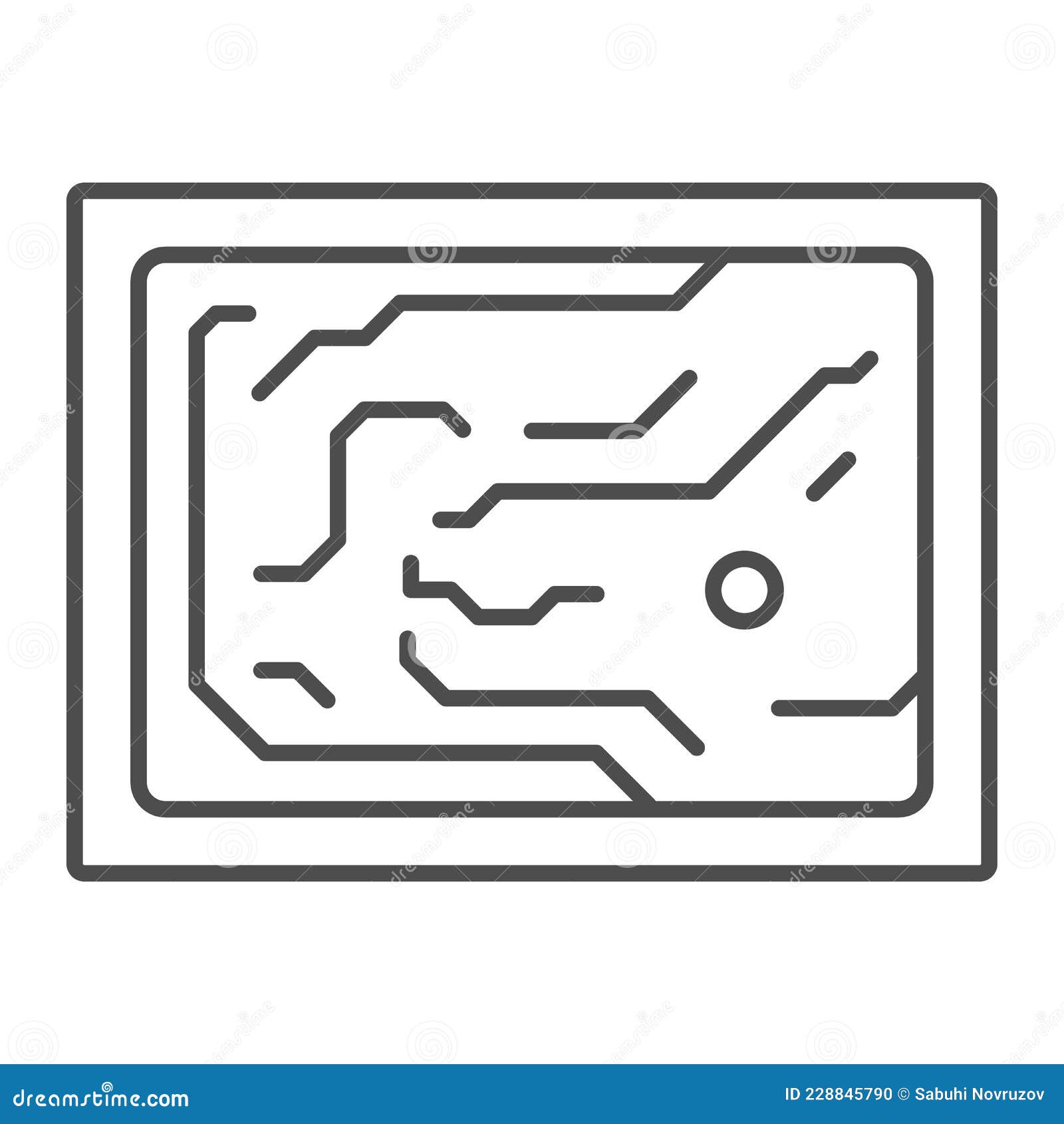 Printed Circuit Board Simplified Diagram Thin Line Icon, Electronics ...