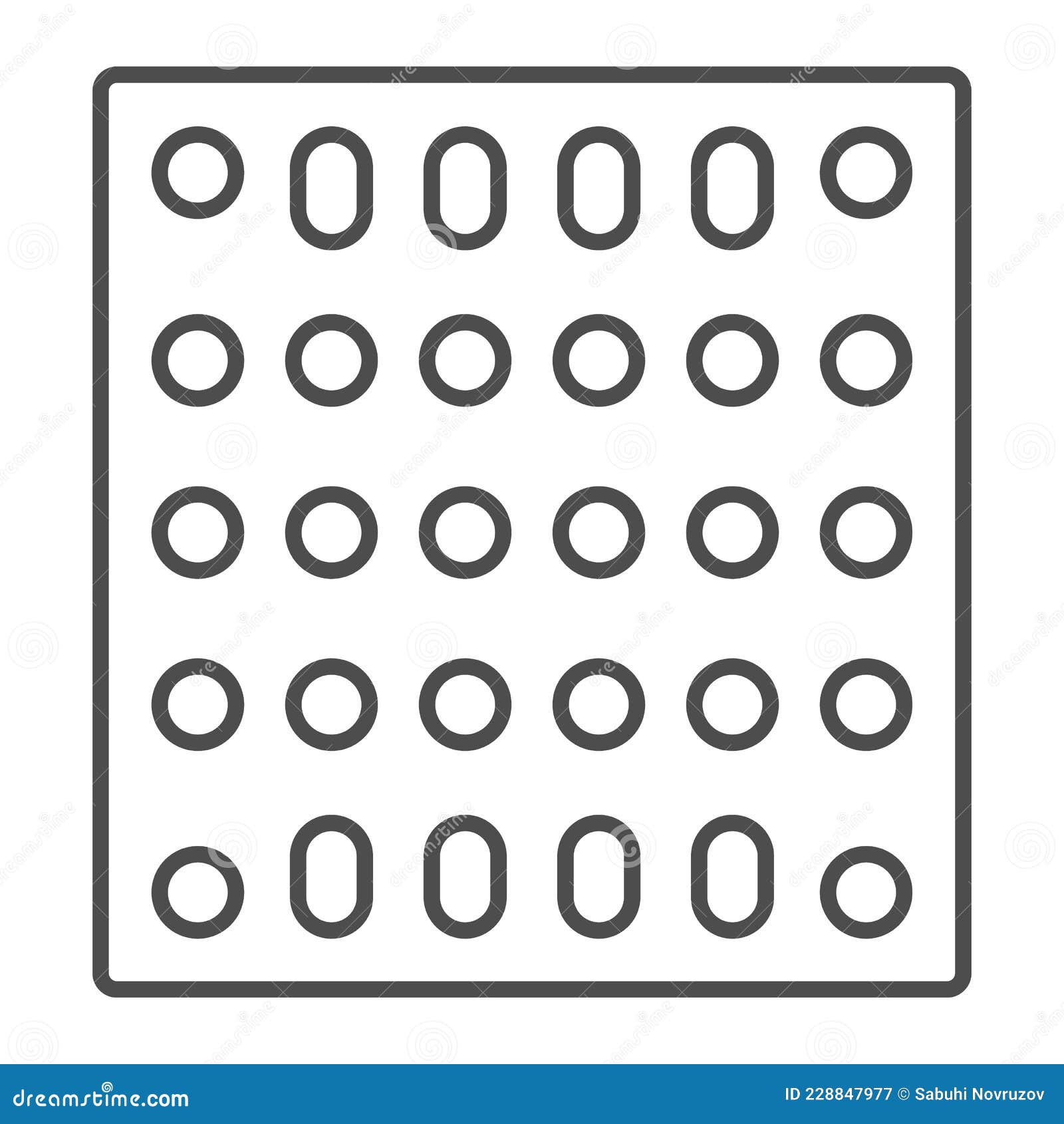 Printed Circuit Board Square Shape with Slots Thin Line Icon ...