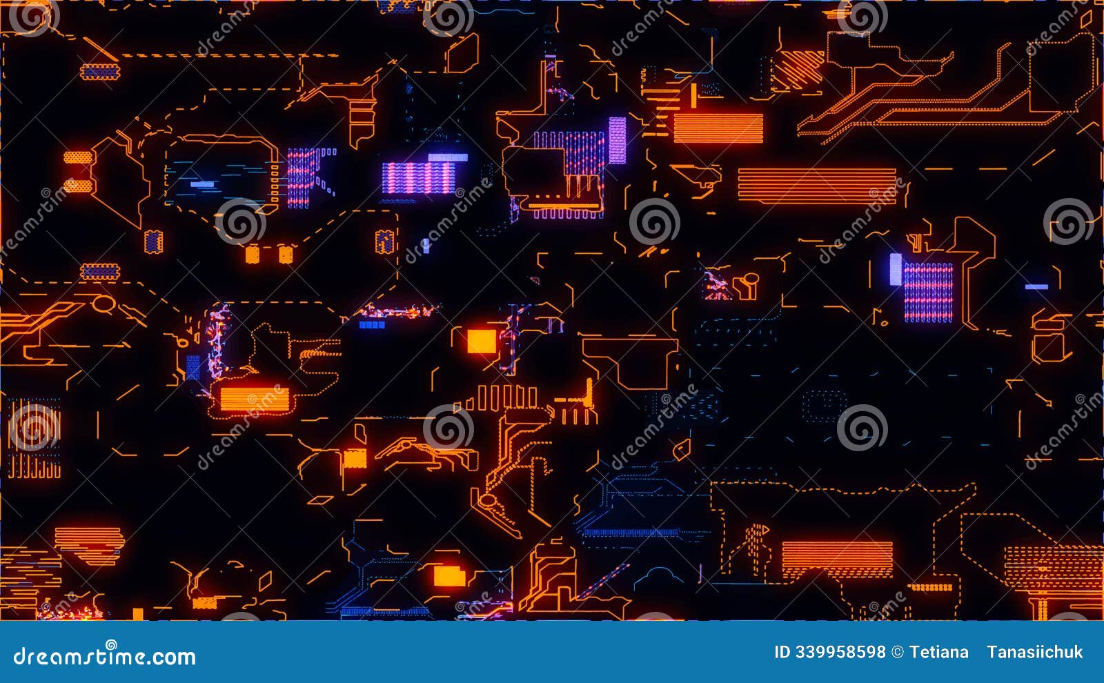 Printed Circuit Board. Visualization of Advanced Technology Concept: PCB Processor Microchip ...