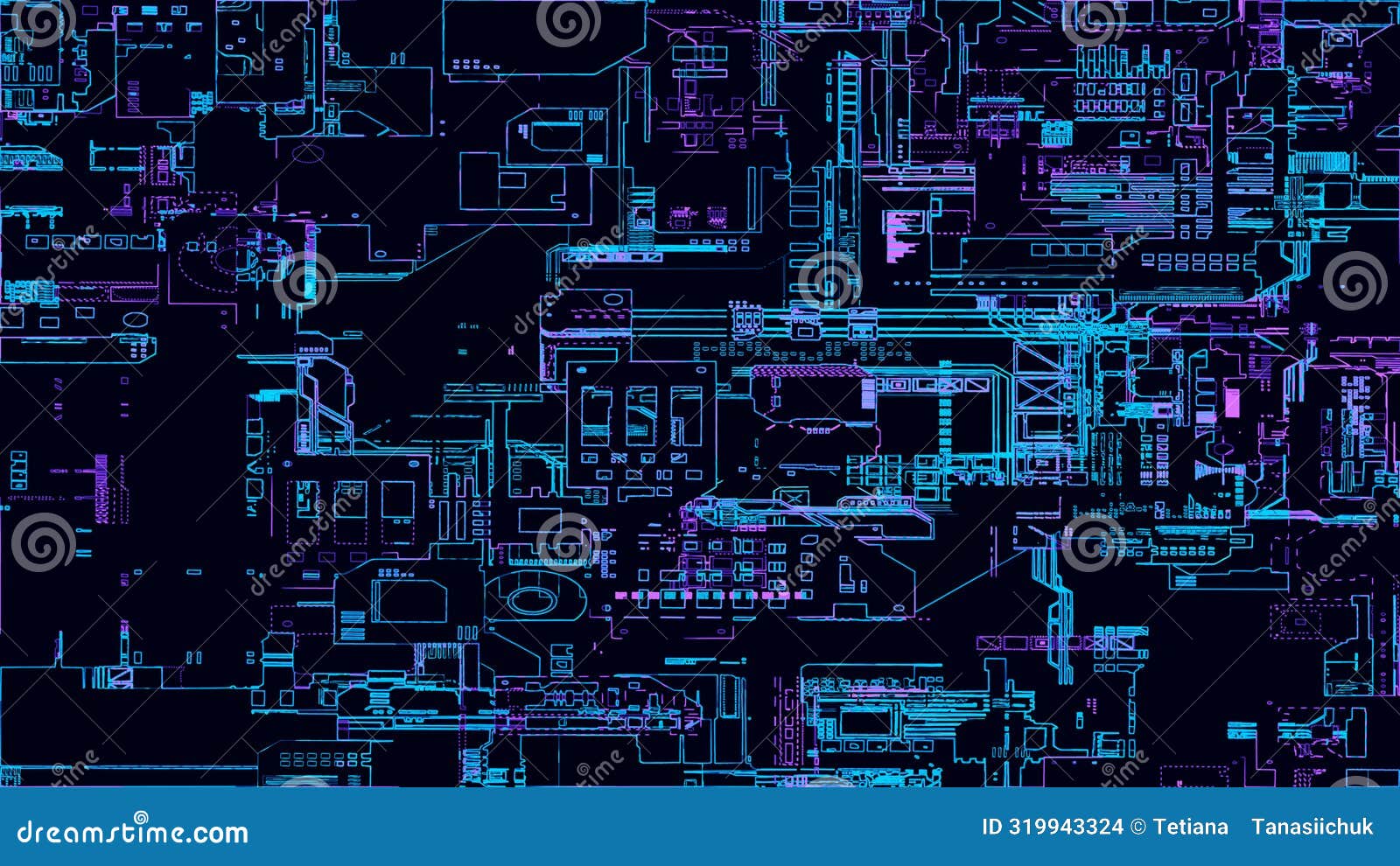 Printed Circuit Board. Visualization of Advanced Technology Concept: PCB Processor Microchip ...