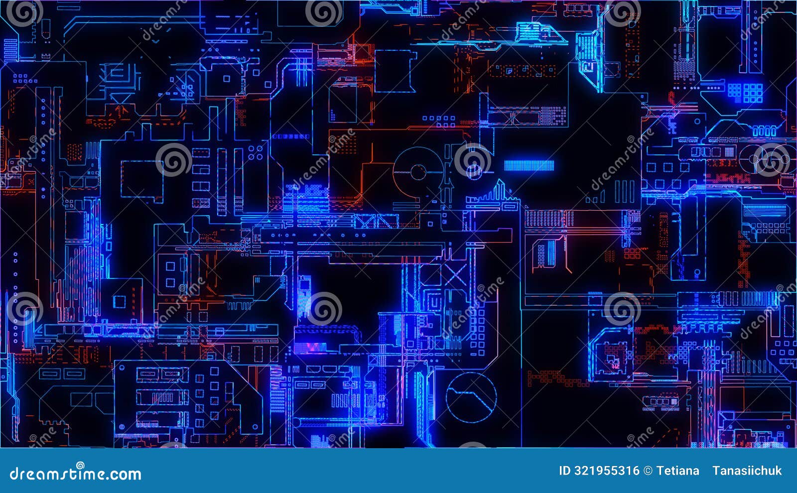 Printed Circuit Board. Visualization of Advanced Technology Concept ...