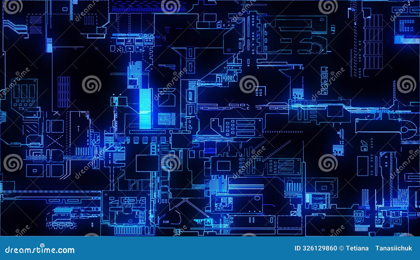 Printed Circuit Board. Visualization of Advanced Technology Concept ...