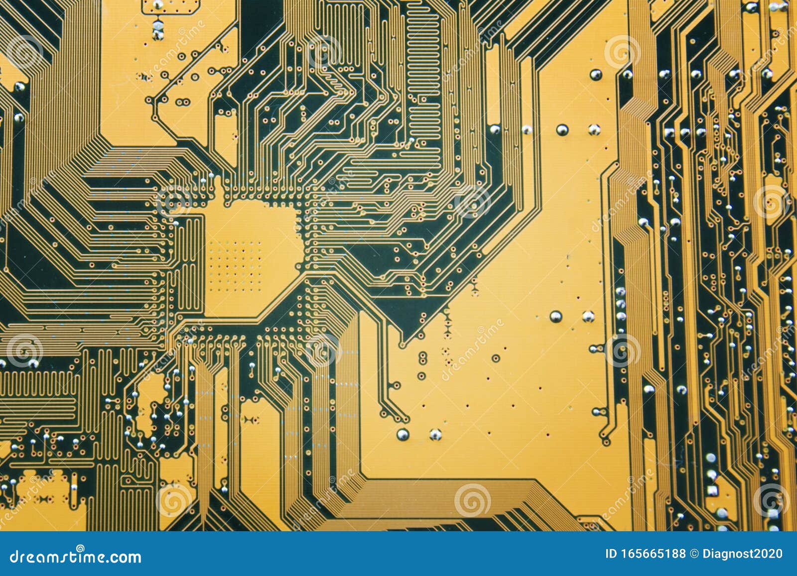Printed Circuit Boards of Computer Motherboard Close-up. Electronic and ...