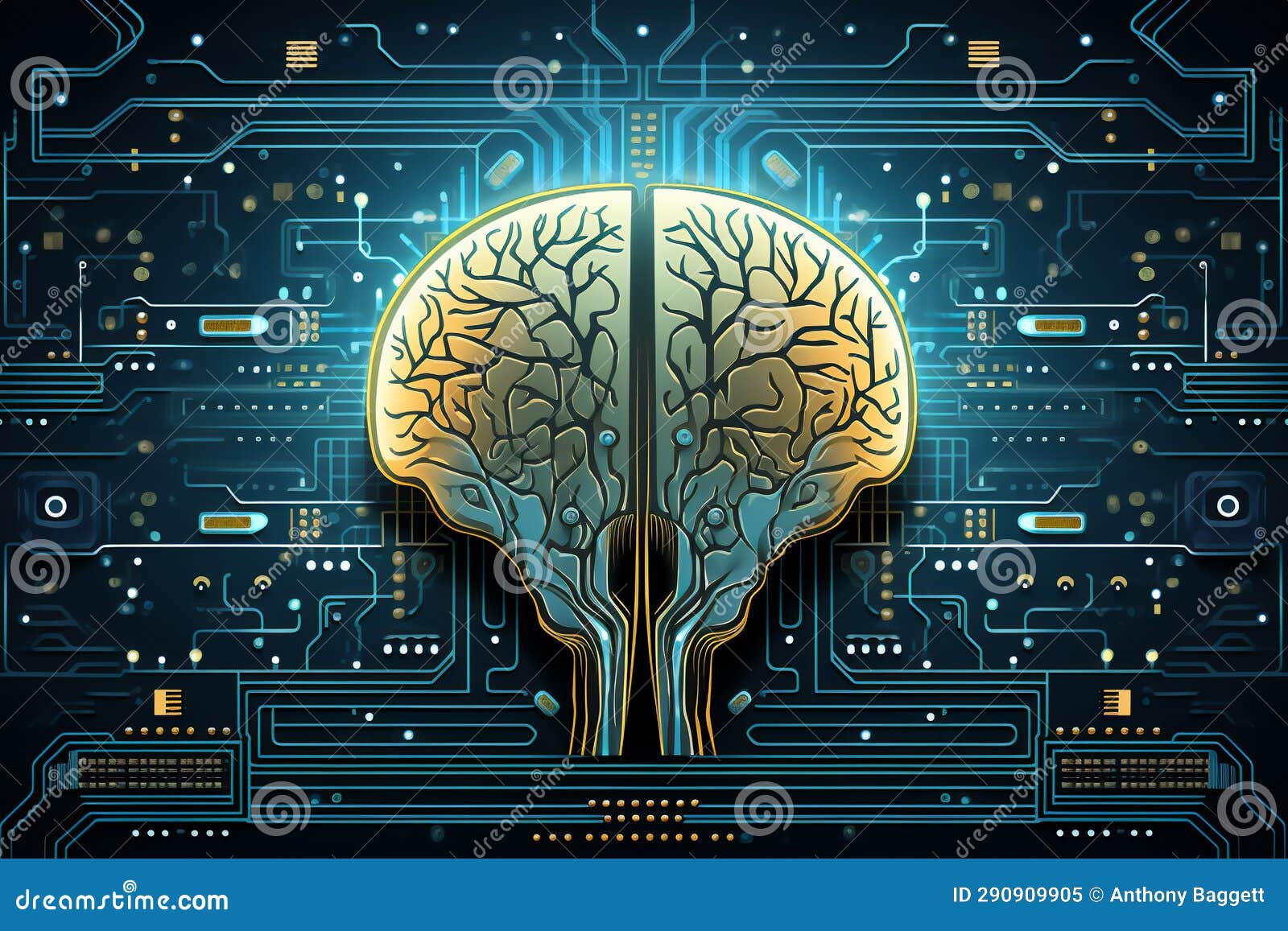 Printed Circuit Brain Stock Illustration | CartoonDealer.com #290909905