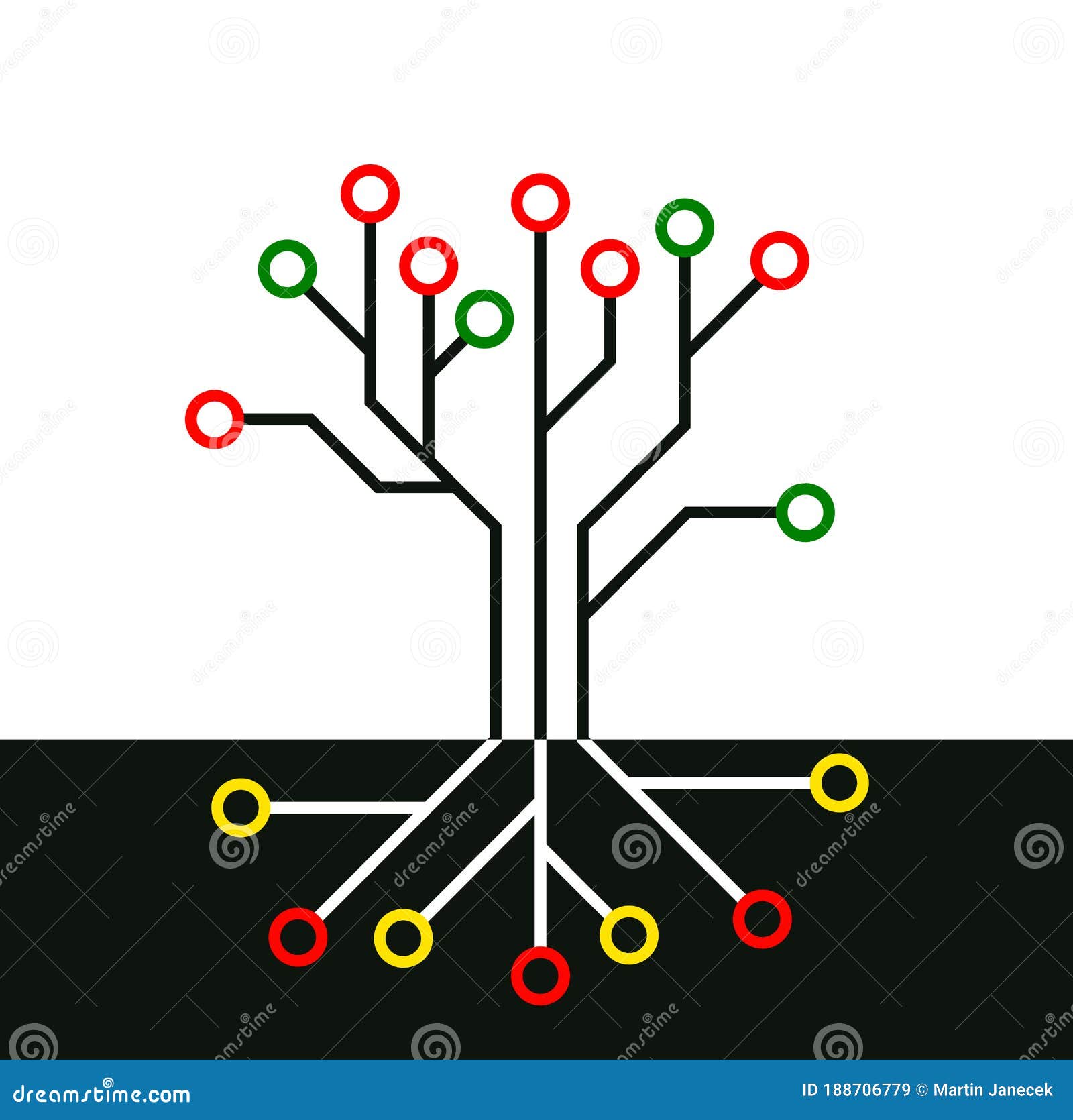Printed Circuit Like Tree with Root Stock Vector - Illustration of ...