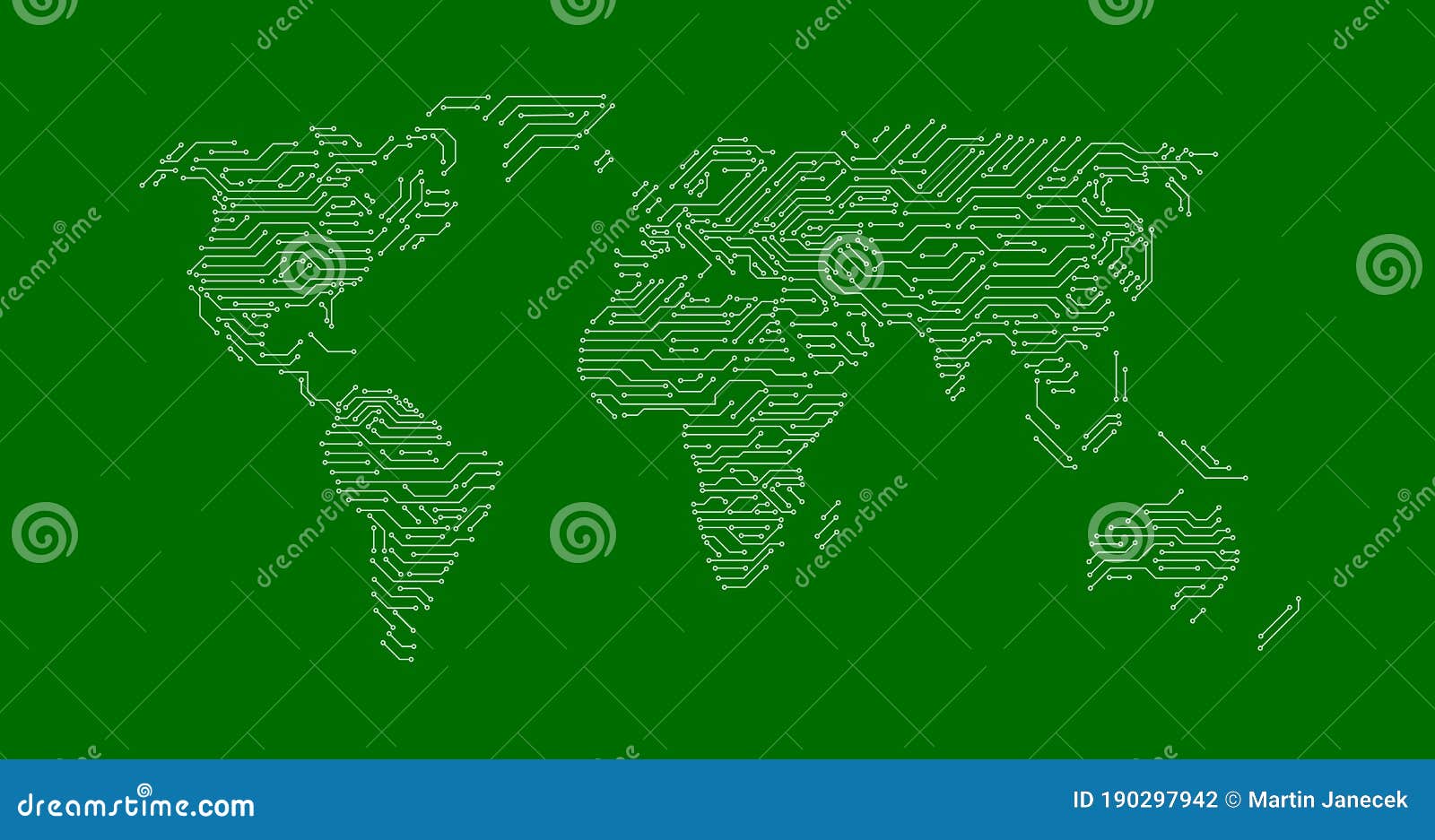 Printed Circuit Map of World Stock Vector - Illustration of europe ...