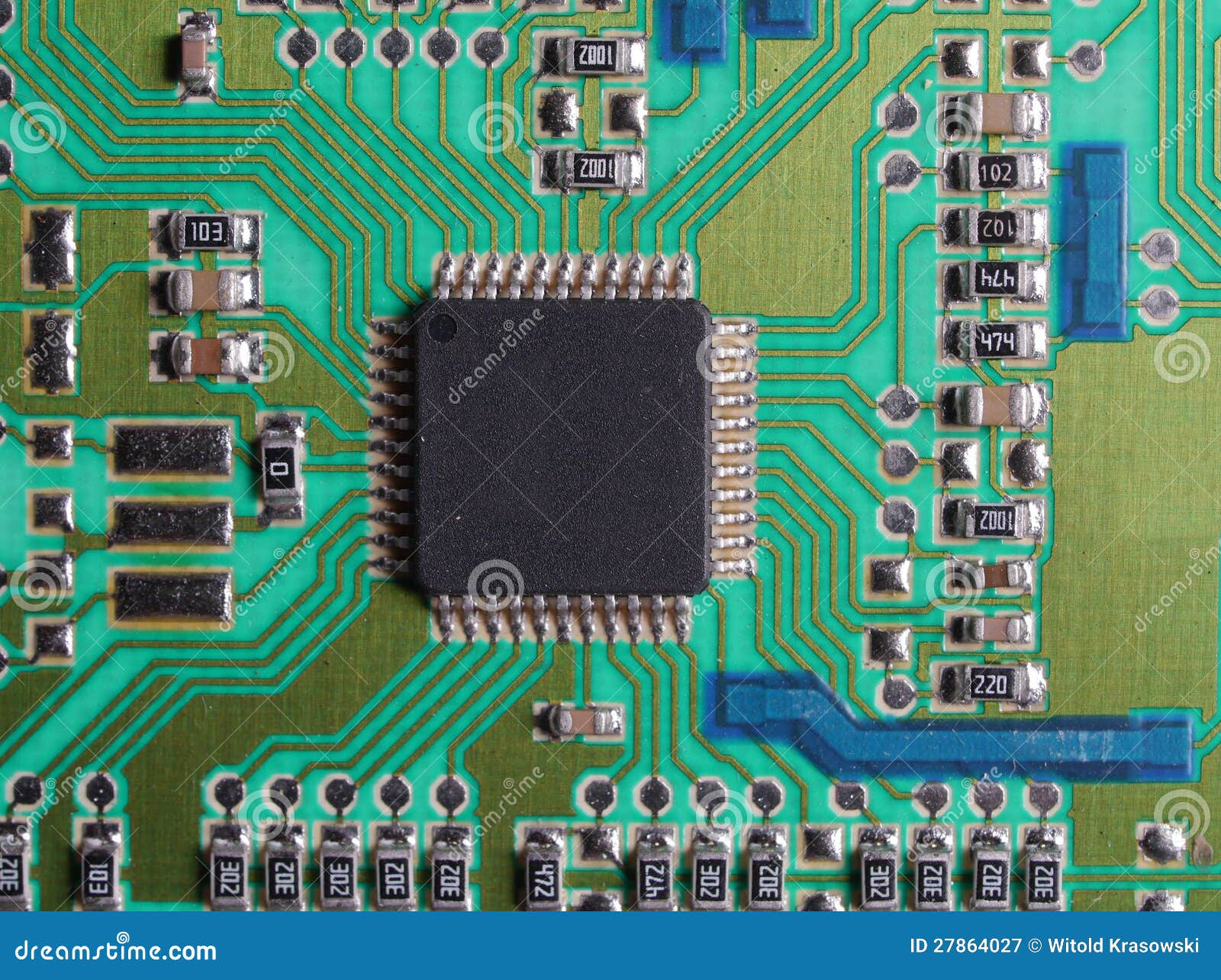 Printed circuits with chip stock image. Image of electronic - 27864027