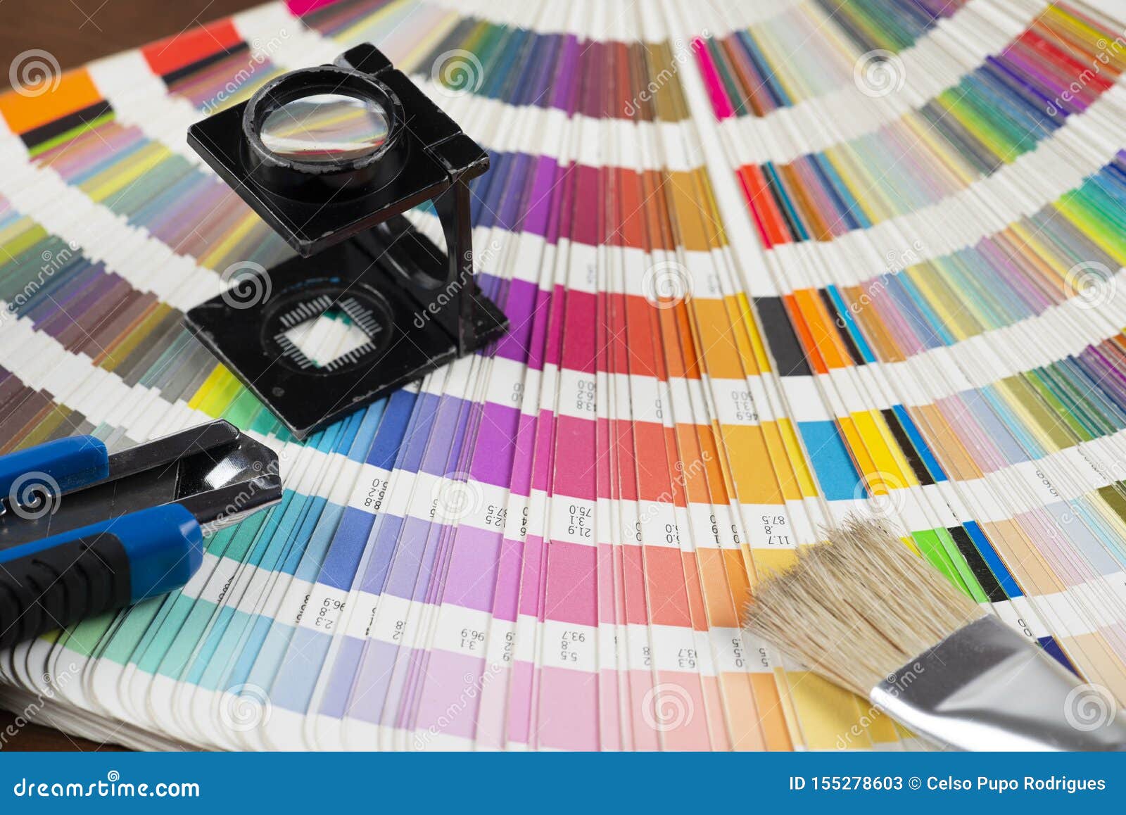 Printed Color Swatch With Density Meter And Paint Guide Isolated On ...
