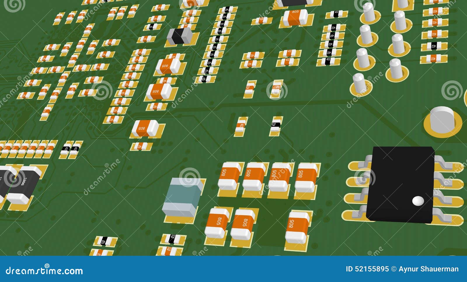Printed Curcuit Board Green with Resistors and Capacitors Stock ...