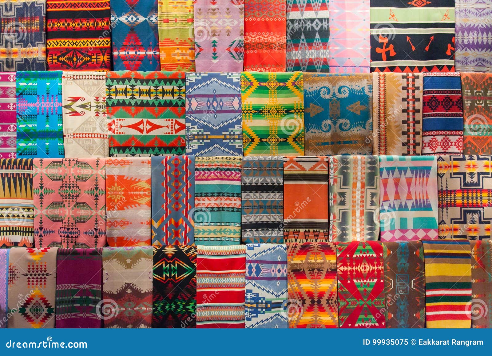 Printed Fabric Indigenous Pattern Stock Image - Image of background ...