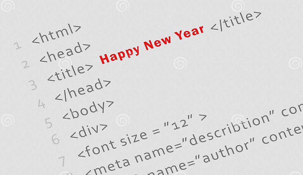 Printed Html Code for Happy New Year Stock Image - Image of happy, page ...