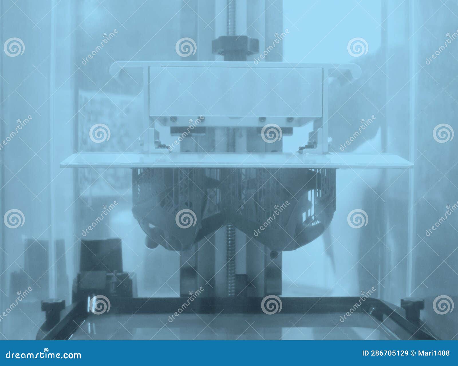 Printed Models on 3D Printer Close-up. Objects Printed on Photopolymer ...