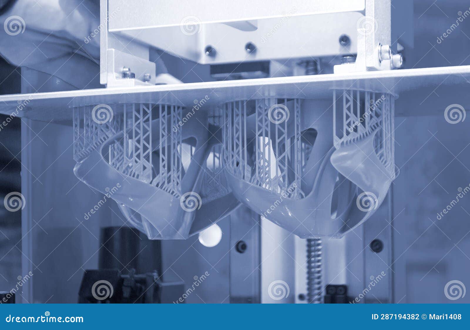 Printed Models on 3D Printer Close-up. Objects Printed on Photopolymer ...