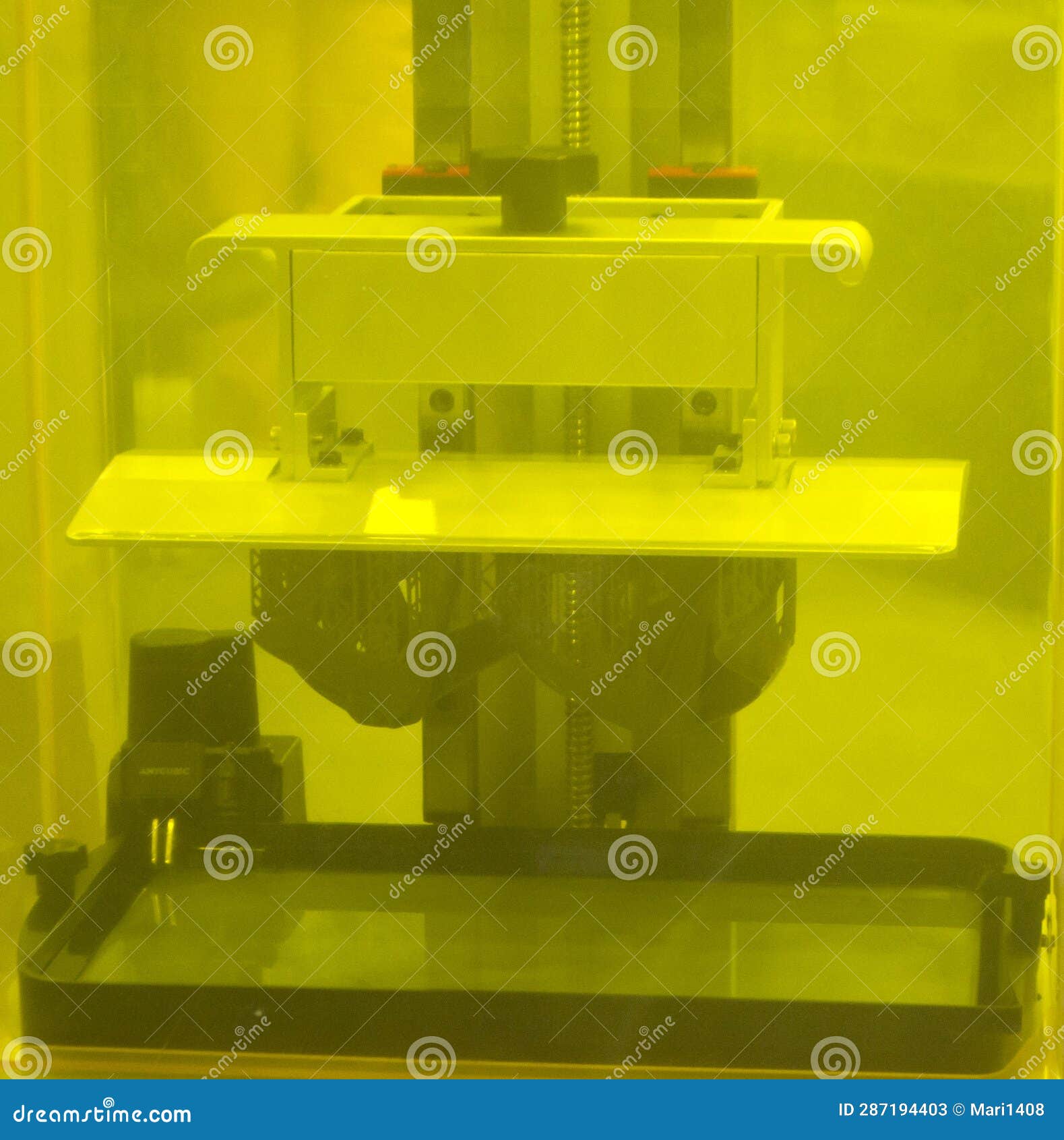 Printed Models on 3D Printer Close-up. Objects Printed on Photopolymer ...