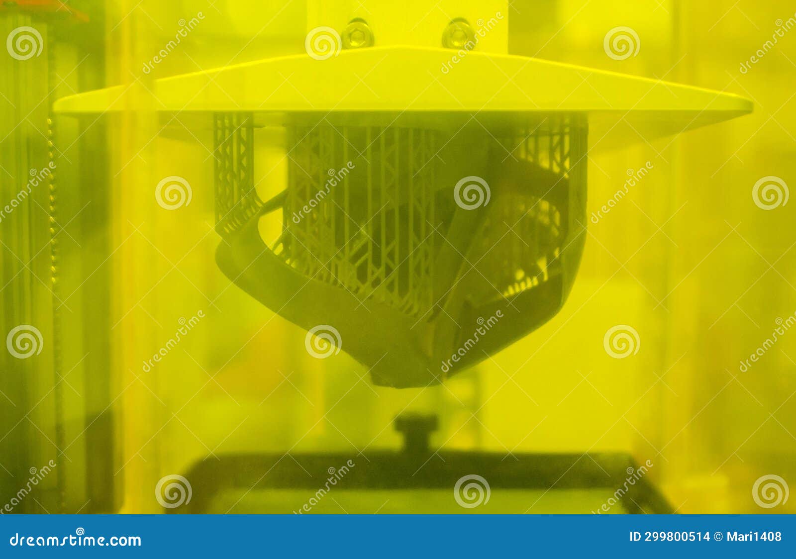 Printed Models on 3D Printer Close-up. Objects Printed on Photopolymer ...