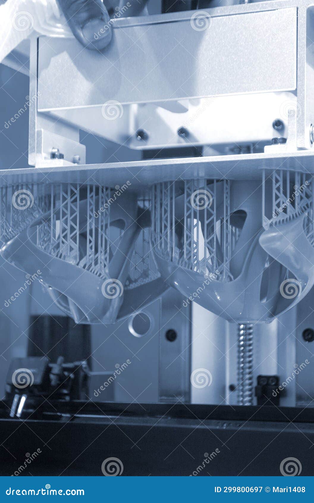 Printed Models on 3D Printer Close-up. Objects Printed on Photopolymer ...