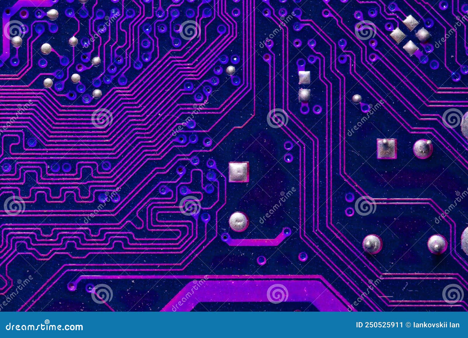 Printed Neon Purple Circuit Board. Electronic Computer Technology ...