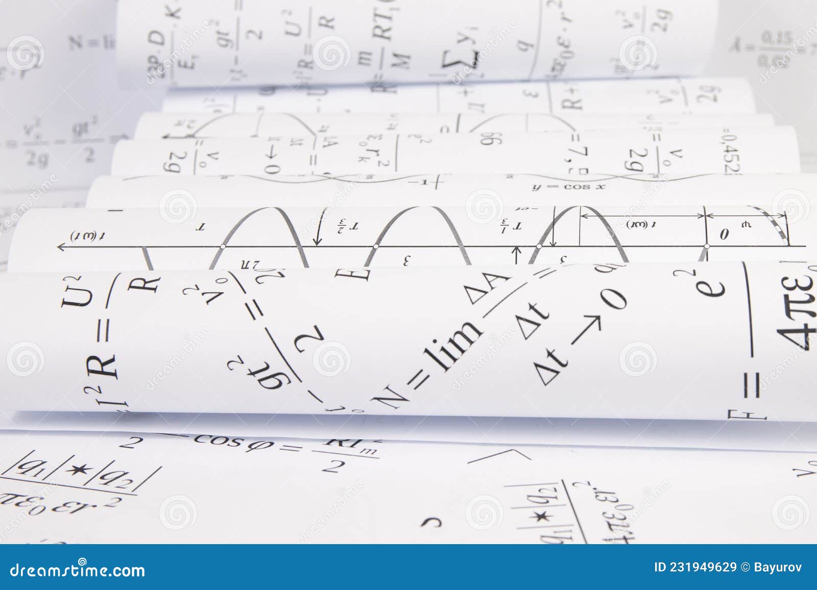 Printed on Paper Mathematical Electrical Formulas, Graphs and ...