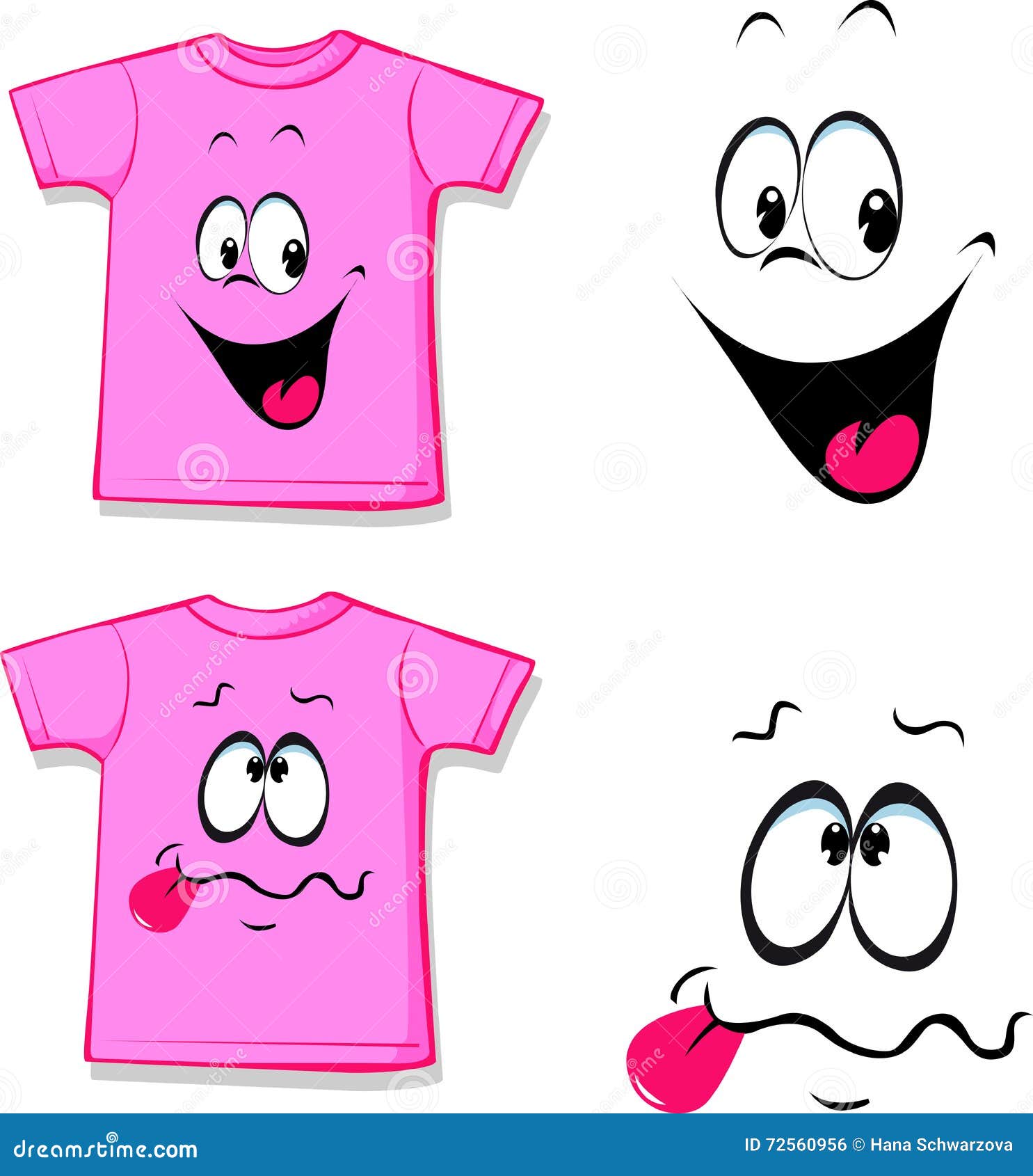 Printed Pink T-shirt - Funny Face - Vector Stock Vector - Illustration ...