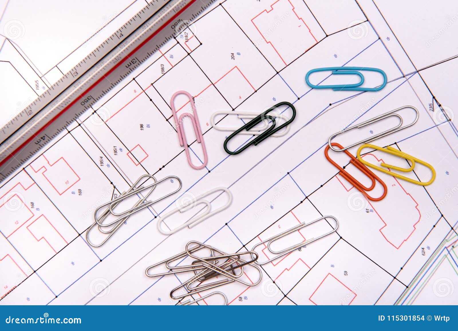 Printed plans with project stock photo. Image of document - 115301854