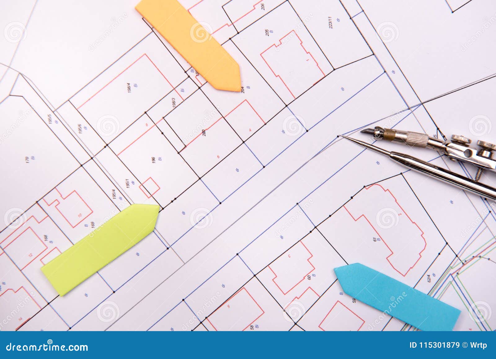 Printed plans with project stock image. Image of calculate - 115301879