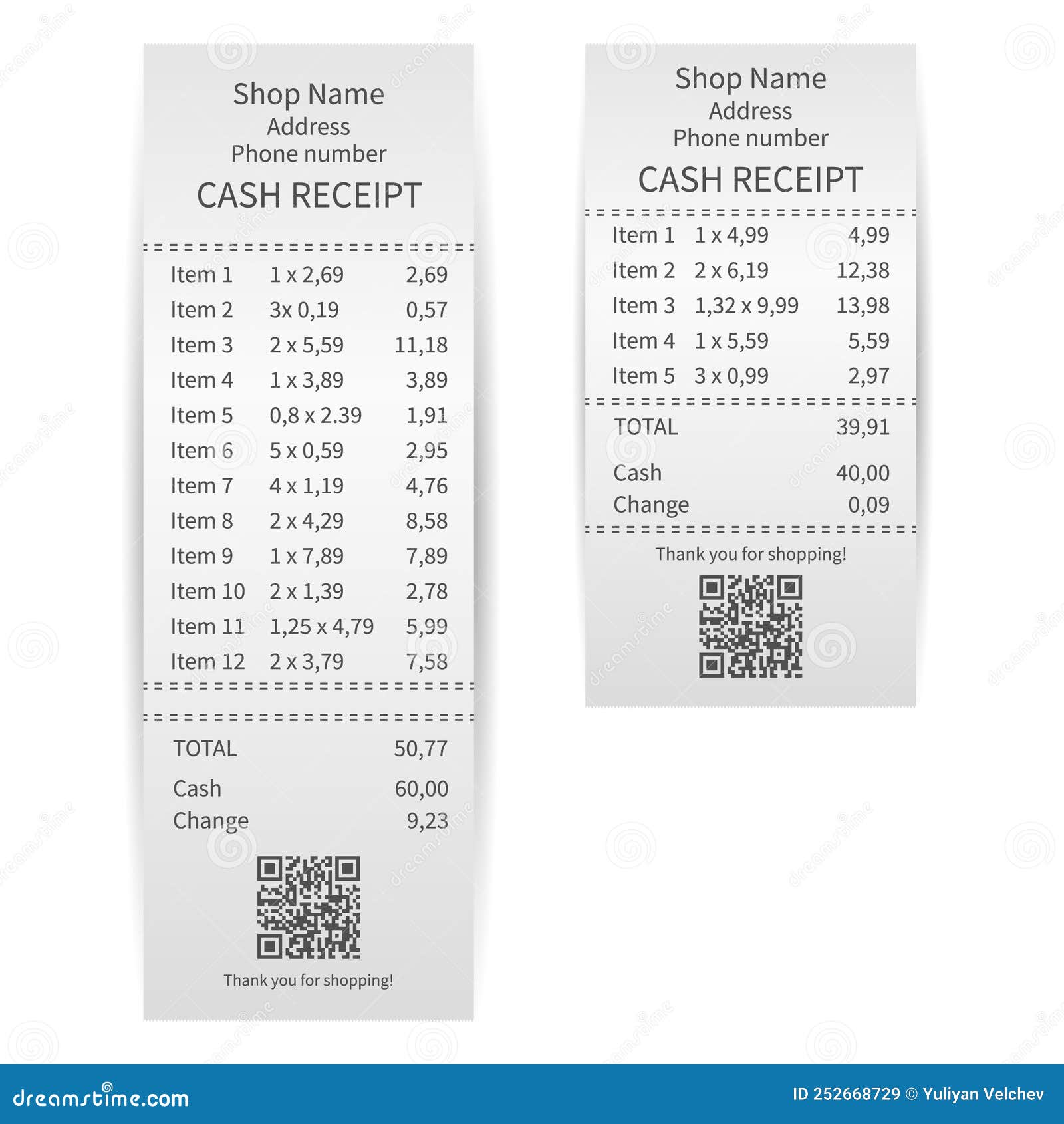 Printed Receipts Cartoon Vector | CartoonDealer.com #252668729