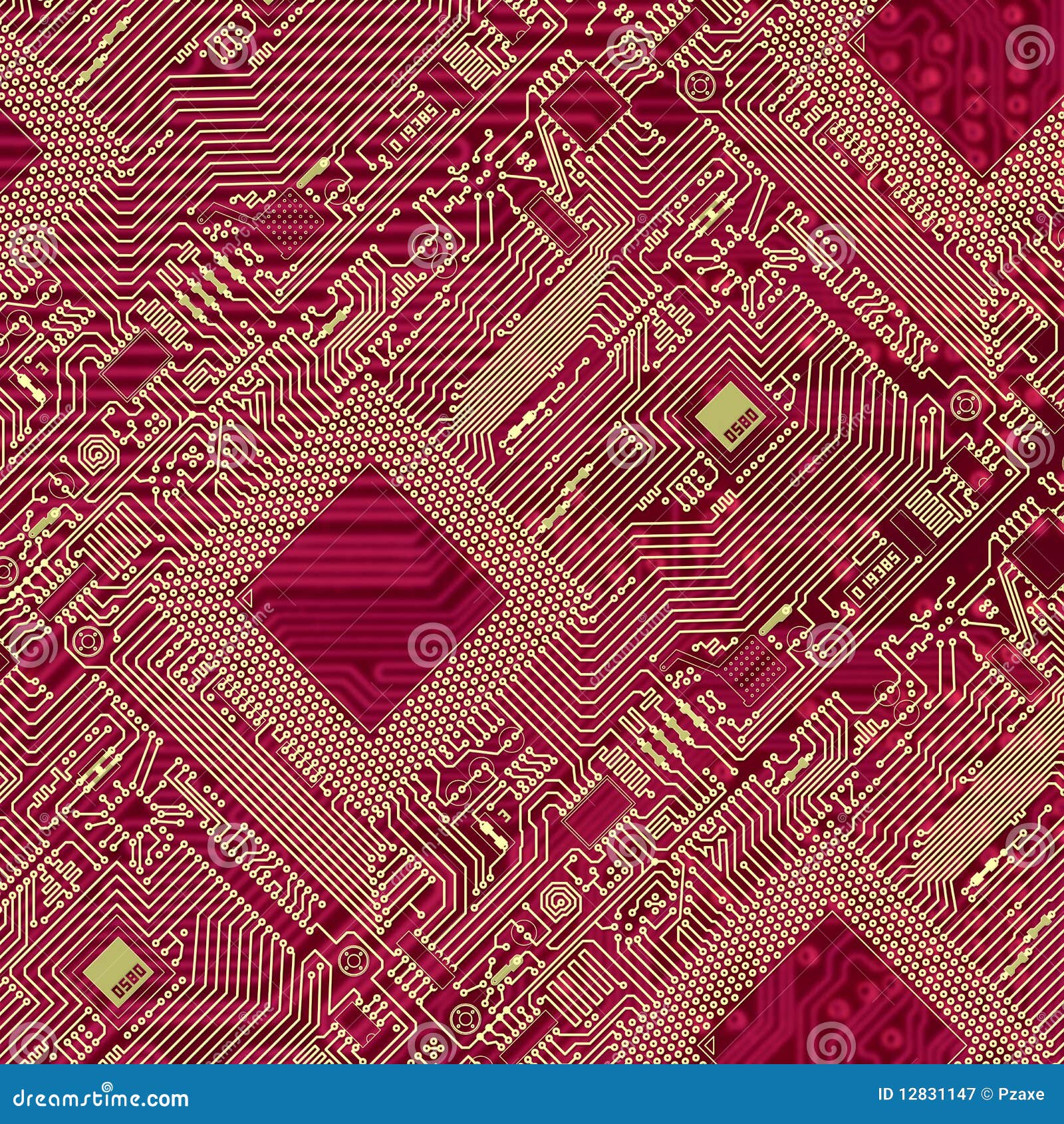 Printed Red Industrial Circuit Board Pattern Stock Illustration ...