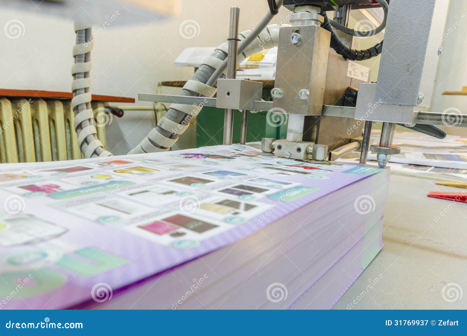 Printed Sheets on Folding Machine into Printing Plant Stock Image ...