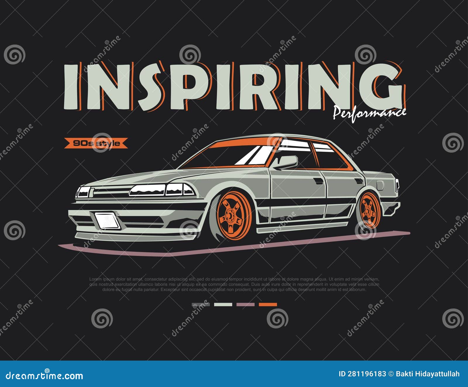 Printed T-shirt Design with 90s Car Illustration Vector Graphic Image ...
