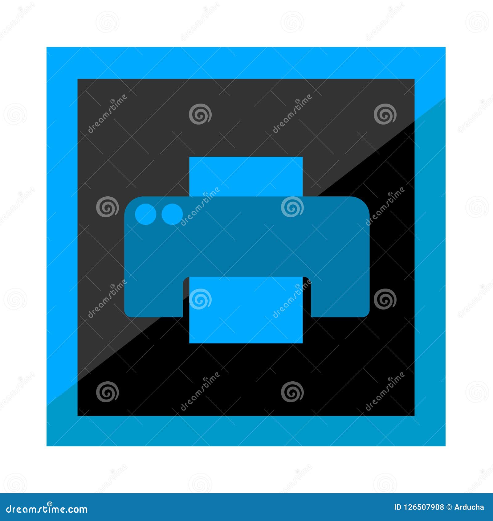 Printer blue button stock vector. Illustration of vector - 126507908