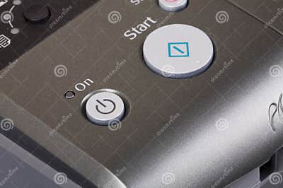 Printer on Button stock image. Image of macro, isolated - 4121411