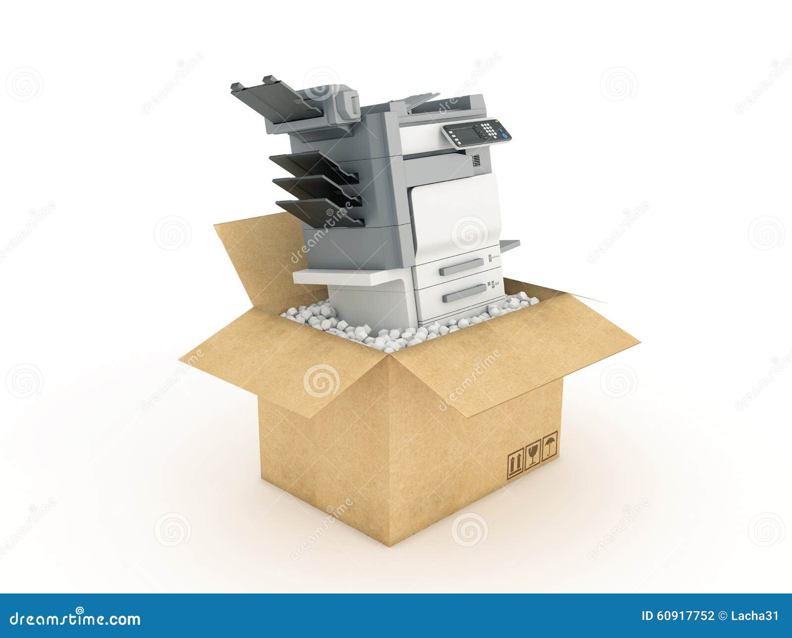 Printer in cardboard box stock illustration. Illustration of clean ...