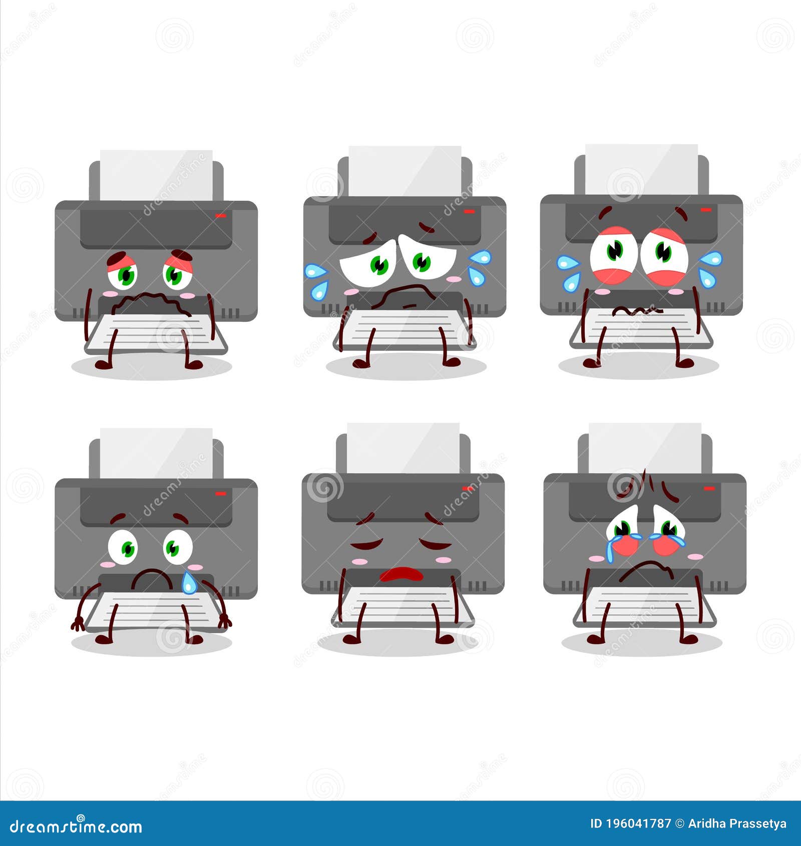 Printer Cartoon Character with the Sad Expression Stock Vector ...