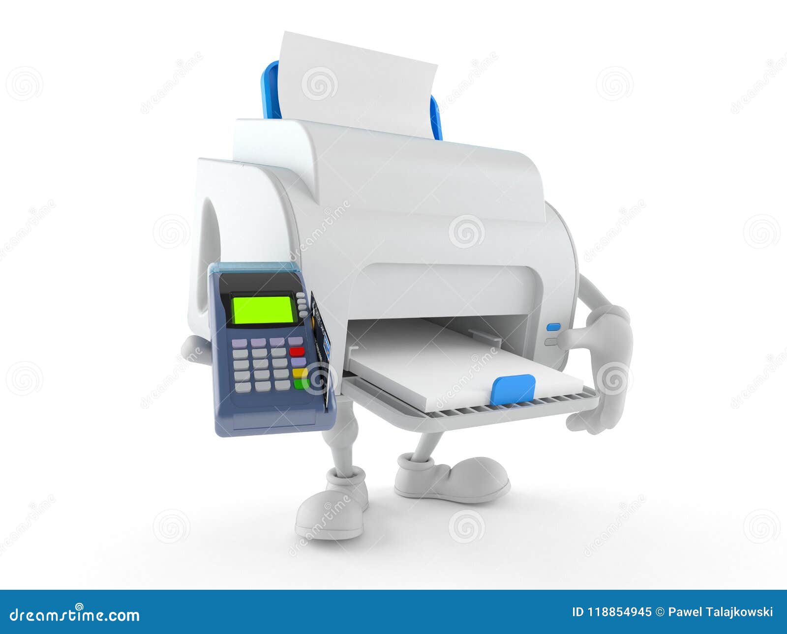 Printer Character Holding Credit Card Reader Stock Illustration ...