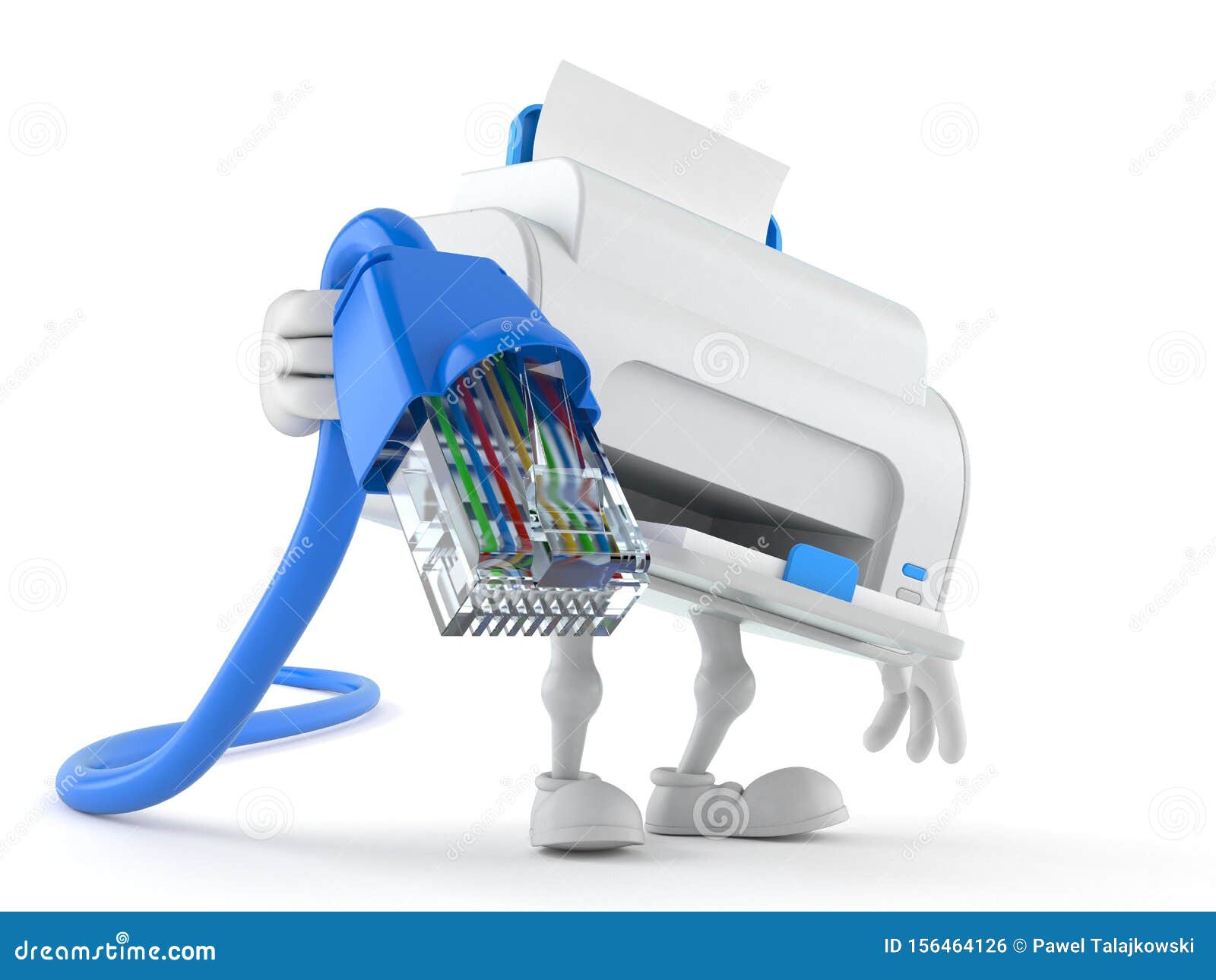 Printer Character Holding Network Cable Stock Illustration ...