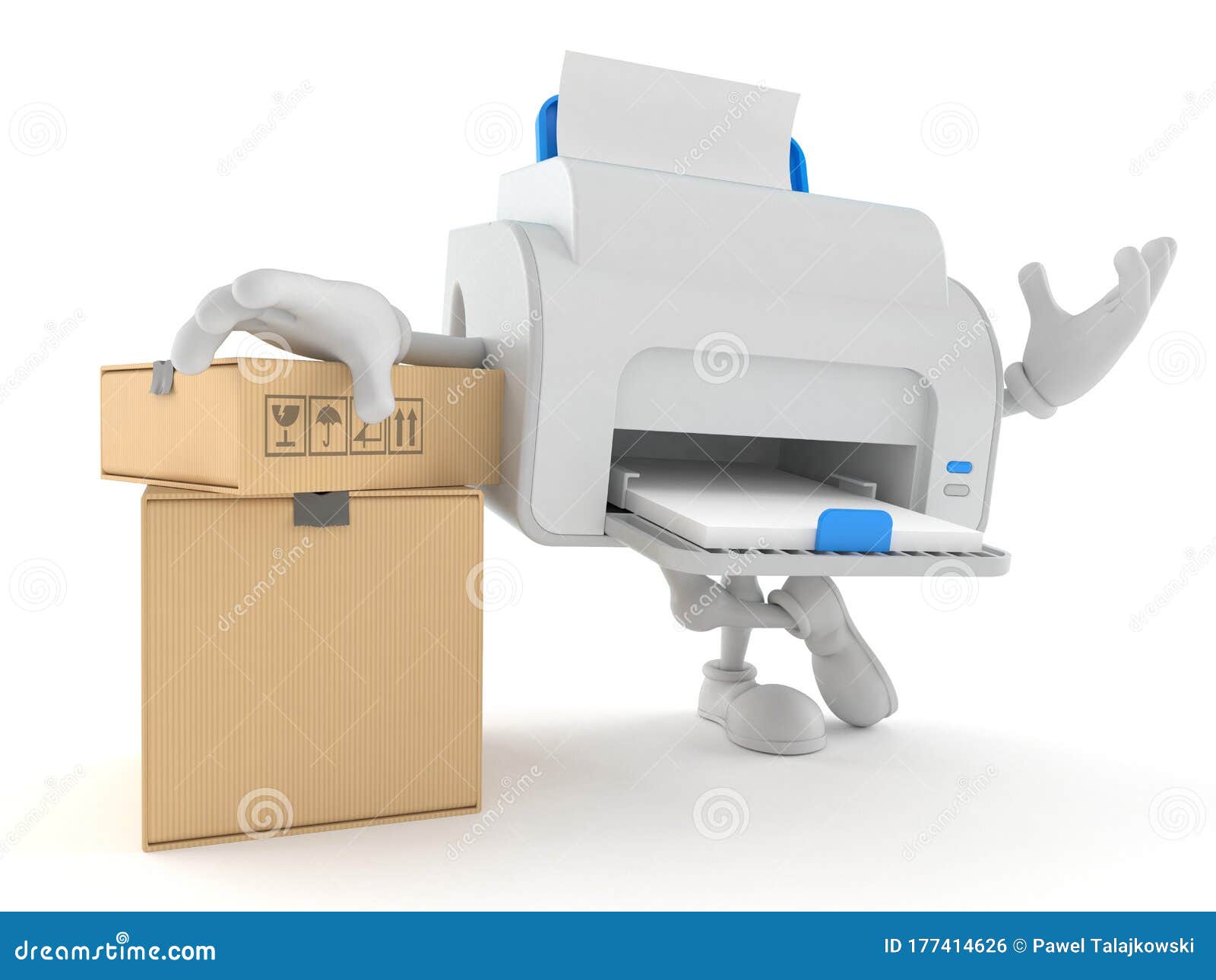 Printer Character With Stack Of Boxes Royalty-Free Cartoon ...