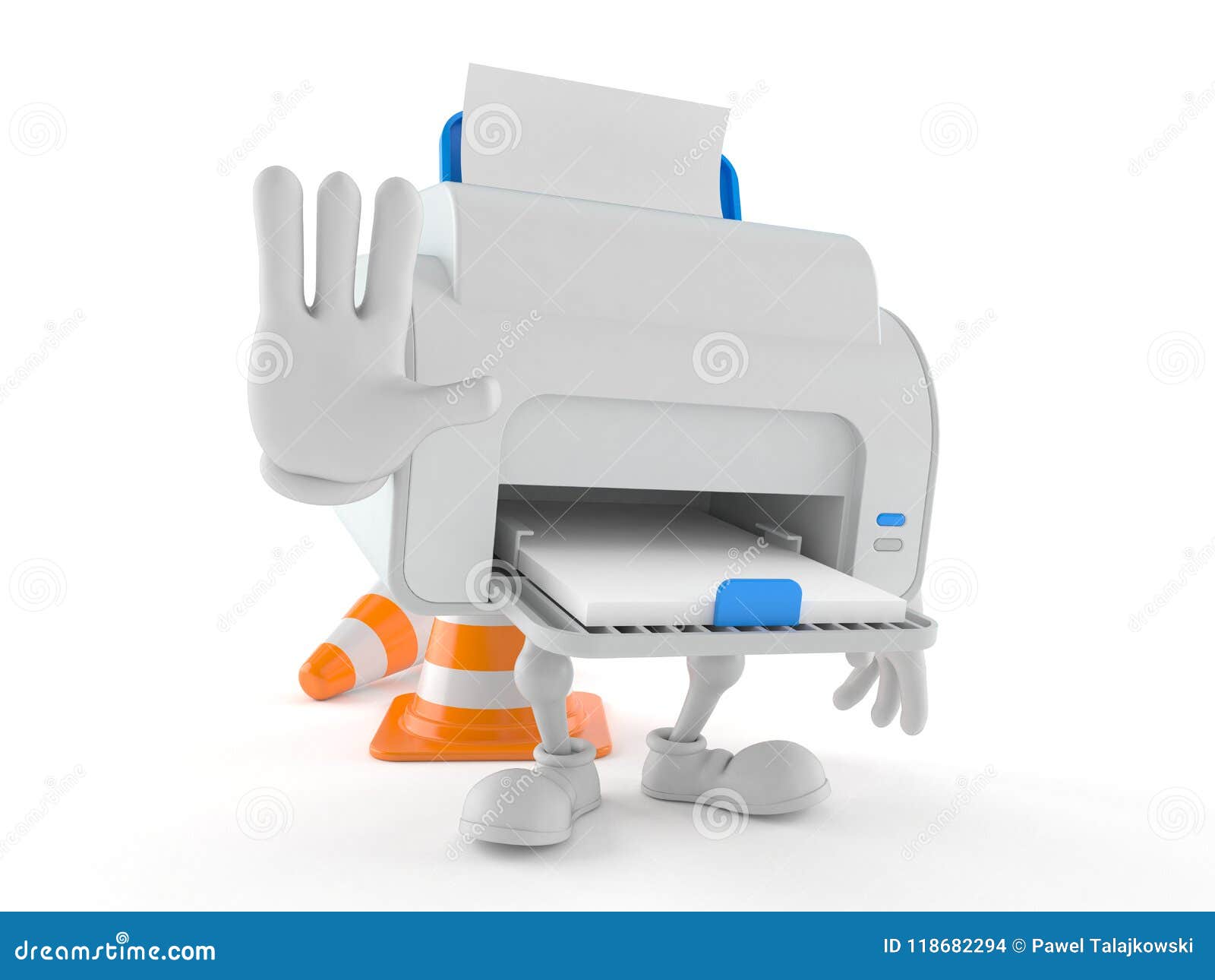 Printer Character with Stop Gesture Stock Illustration - Illustration ...