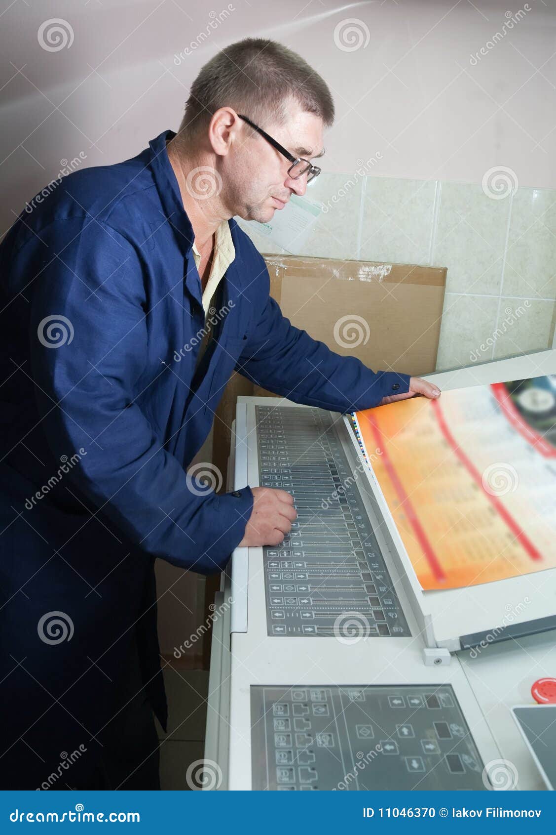 Printer Checking a Print Run Stock Photo - Image of paper, interior ...