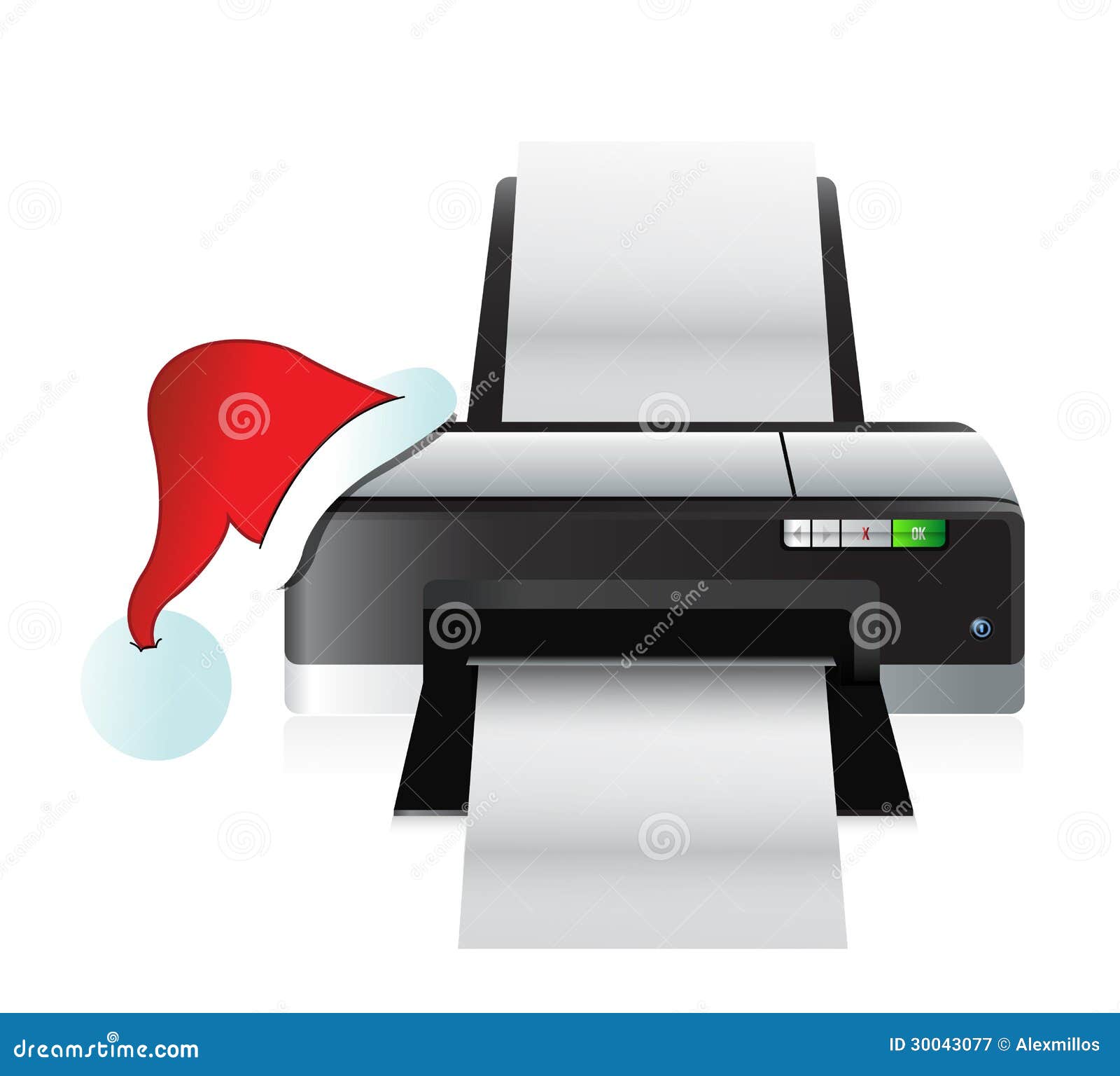 Printer and Christmas Hat Gift Concept Stock Illustration ...