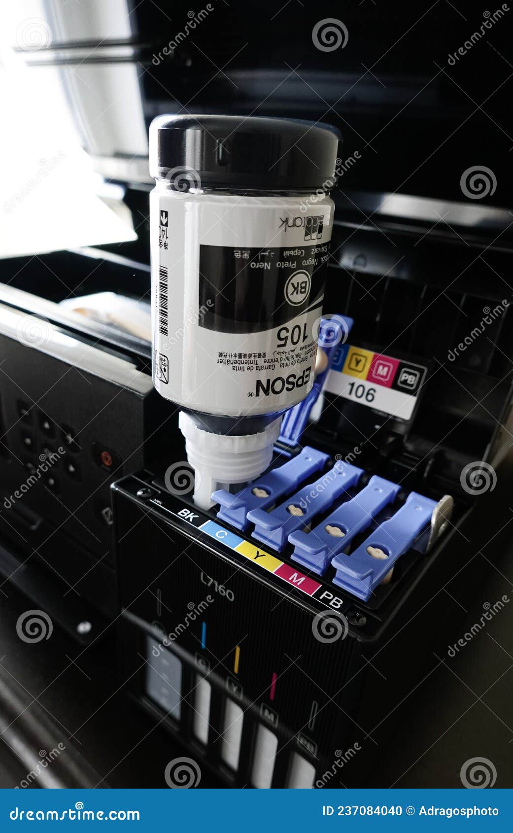 Printer with CISS System. Setting Up an Epson L7160 Printer Editorial ...