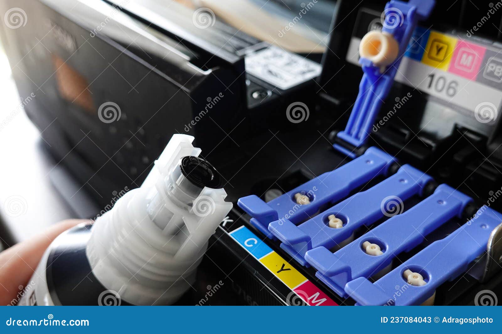 Printer with CISS System. Setting Up an Epson L7160 Printer Editorial ...